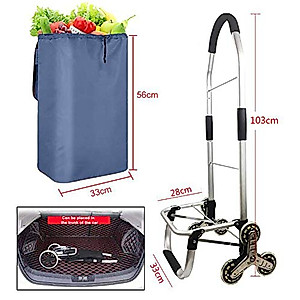 ATAAY Shopping Trolley, 2in1 Folding Shopping Cart & Hand Truck Super Loading 50kg - Labor Saving for Stair Climbing with Adjustable Bungee Cord (B: Blue)
