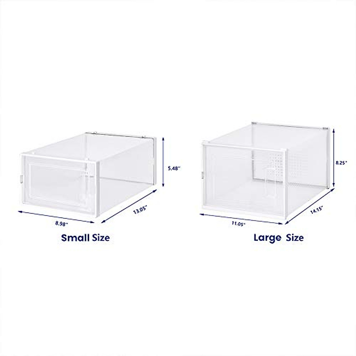 Sneaker Storage,Shoe Boxes Clear Plastic Stackable 18 Pack Fit up to US Size 14,9 Medium and 9 Large,White