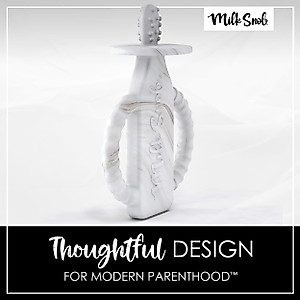 Milk Snob Calm 'n Cuddle Baby Teether - Car Seat Teether - Food-Grade Silicone - Baby Shower Teething Toy, Baby Essentials for 3+ Months - Easy to Clean - Designed in The USA (Cookies & Cream)
