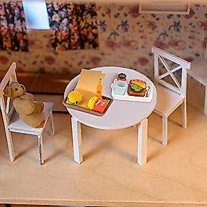 Miniature Tea Dollhouse Kitchen Accessories Set Mini Food for Dollhouse Snacks Resin Kitchen Accessories Juice Hamburger Milk Bread Jam Cup Egg Pretend Play Food Toys (Rich Style,20 Pieces)