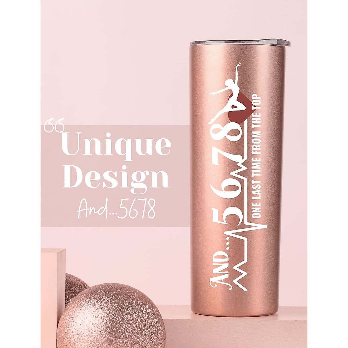 Onebttl Dance Teacher Gifts, Insulated Stainless Steel Wine Tumbler with Lid and Straw, 20 oz, Teacher Appreciation, Birthday, Christmas Gift, 5678, Rose Gold