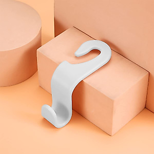 8sanlione Car Back Seat Headrest Hooks, 4PCS Vehicle Backseat Storage Organizer Hanger, Multifunctional Auto Headrest Hidden Hook Universal for Handbag Purse Backpacks Bags and Groceries (White)