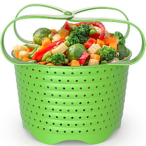 Avokado Silicone Steamer Basket for 6qt Instant Pot [3qt, 8qt avail], Ninja Foodi, Other Pressure Cookers - 100% Food Safe, BPA-Free, Dishwasher Safe Collapsible Vegetable Steamer Basket & Strainer