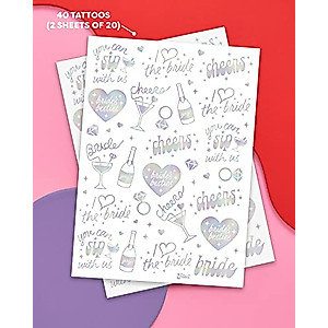 xo, Fetti Cheers Bachelorette Temporary Tattoos - 40 Iridescent Styles | Bachelorette Party Decoration, Bridesmaid Favor + Bride To Be