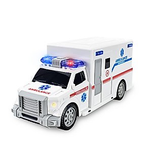 CYKT Ambulance Toys for Kids 3-12 Years Old, Electric Toys - with Bright Flashing 4D Lights and Real Sounds for Boys & Girl Ages 3+ Miracle Gift (White) (HC034)