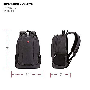 SwissGear Cecil 5505 Laptop Backpack, Charcoal, 18-Inch