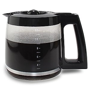 Glass Replacement Coffee Carafe Compatible with Cuisinart Coffee Maker Models DCC-2200, DCC-2600, DCC-2800, DCC-3200, and DCC-3200P1, Coffee Pot Decanter Pitcher, Black Handle