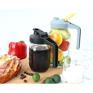 Mason Jar Pour Spout Lids With Handle Regular Mouth Mason Pitcher Lid With Flip Cap Airtight & Leak-Proof Pour Lid,Turns your Mason Jar into Pitcher (Jar Not Included)