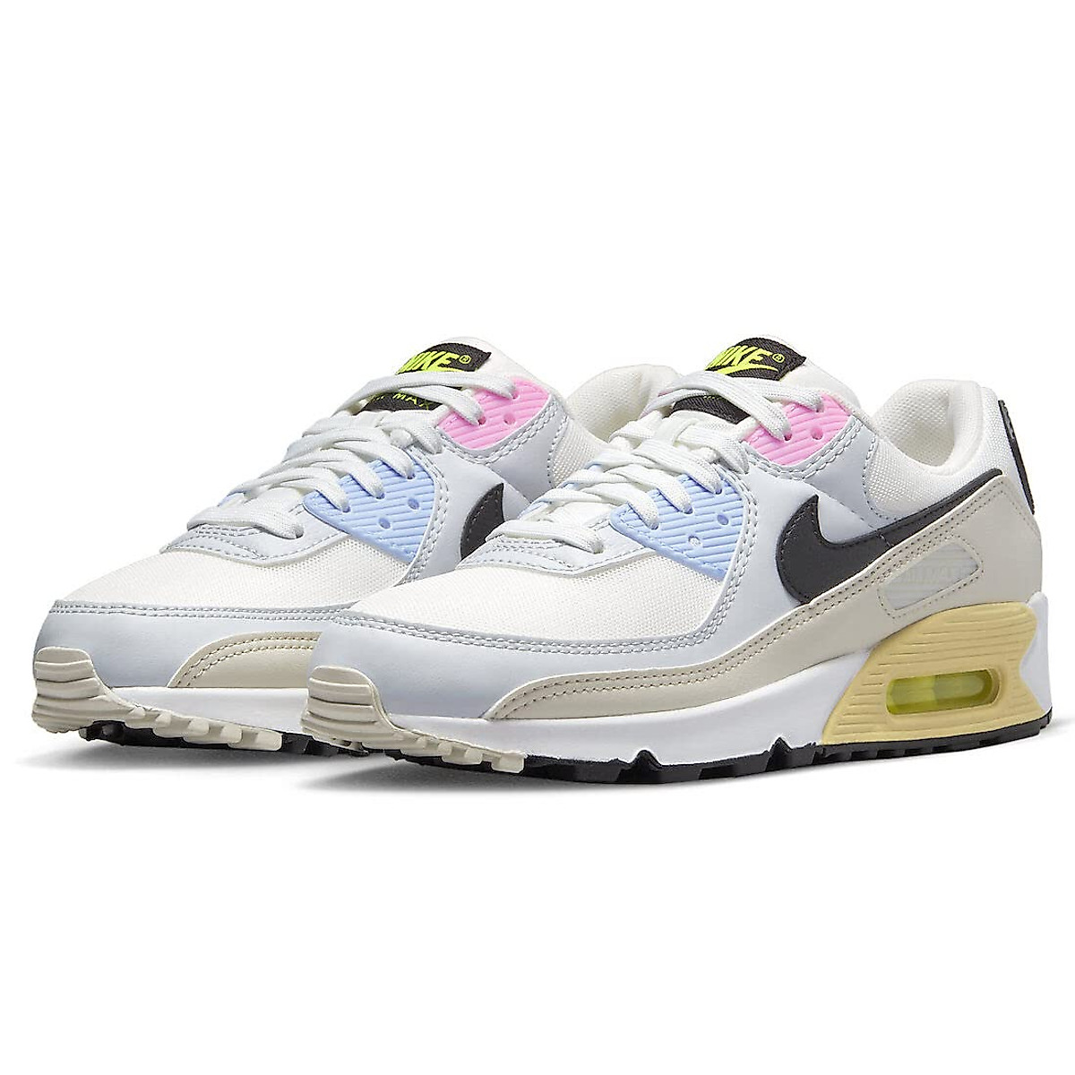Nike Air Max 90 Women's Shoes (Summit White/Light Bone/Pure, us_Footwear_Size_System, Adult, Women, Numeric, Medium, Numeric_8) Summit White/Black-light Bone