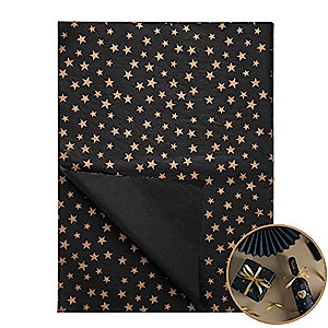 ZOOYOO Tissue Paper Gift Wrap,Party Favors Wrapping,Art Tissue Paper 50 Sheets.20" x 28"Each(Black/Gold Star)
