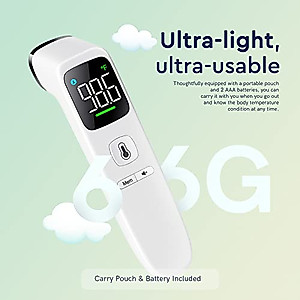 (Upgrade) No-Touch Thermometer for Adults and Kids - Digital Forehead Thermometer with High Accuracy, Ultra Clear LED Screen and Fever Alarm-White