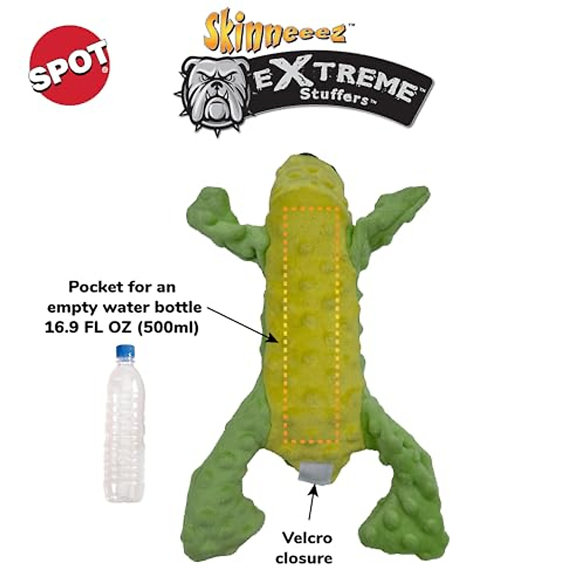 Ethical Pets 54093 Skinneeez Extreme Stuffing Free Dog Toy, 14", Frog, Green