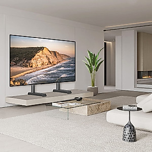 TVON Universal TV Stand Base for 55-90 Inch Flat/Curved TVs, Table Top TV Stand with 4 Level Height Adjustment and Heavy Duty Base, Holds up to 150 lbs