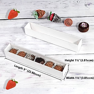 RomanticBaking 50PCS 9" × 1 1/2" × 1 1/2" Inch,Clear Chocolate Boxes Truffle Boxes Bakery Boxes with Full Window Drawer Boxes Pretzel Boxes Wedding Favors Party Boxes