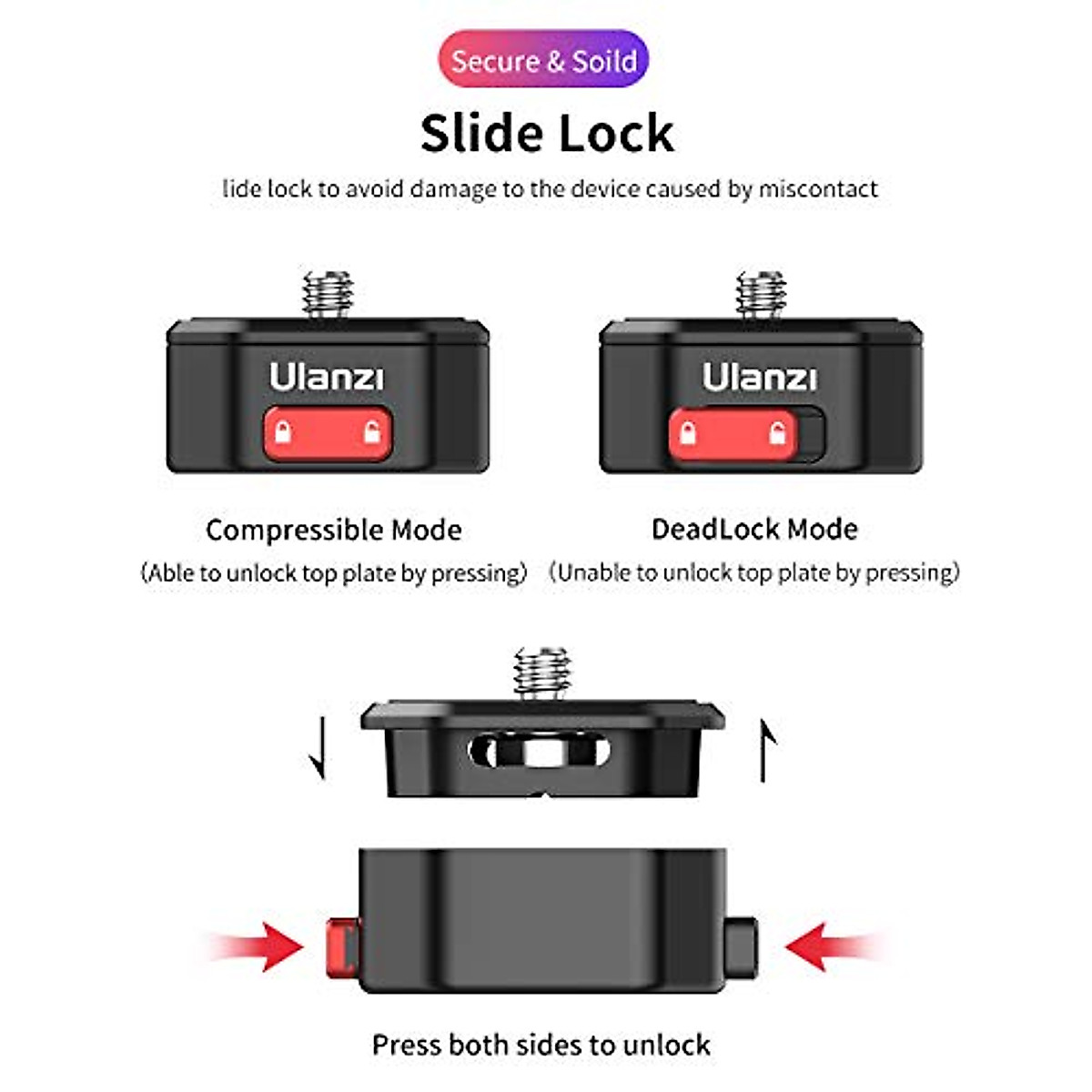 ULANZI Claw Quick Release Plate Tripod QR Camera Mount Adapter, Quick Setup Kit with 1/4'' Screw for Canon/Sony/Nikon Cameras/Zhiyun/Feiyu/DJI/Moza Stablizers Switch Between Tripod/Monopod/Slider