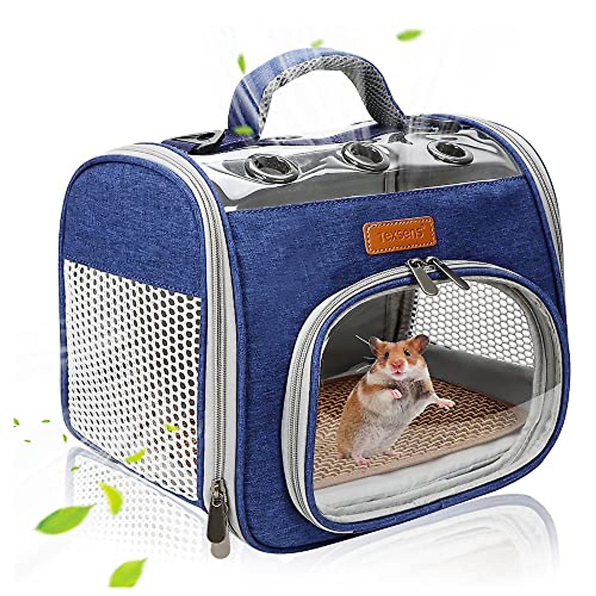 Guinea Pig Carrier - KiiDAS Small Animal Carrier Portable Travel Bag for Hamster Bearded Dragon Rat Hedgehog Squirrel Chinchilla (Blue)
