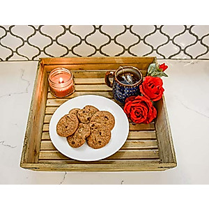 Admired By Nature Natural Wood Large Shallow Square Crate with Metal Corner Design, 020-NTRL