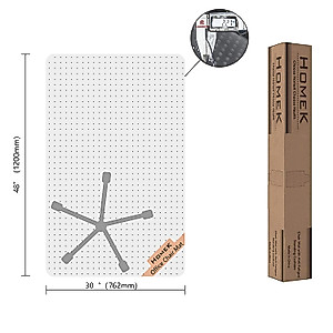 HOMEK Chair Mat for Carpeted Floors, 30” x 48” Transparent Thick Office Floor Mats for Low Pile Carpet Floors