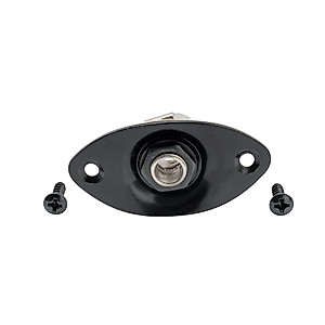Musiclily 1/4" Oval Guitar Input Jack Output Jack Plate Socket for Strat Tele Style Electric Guitar Replacement Parts, Black