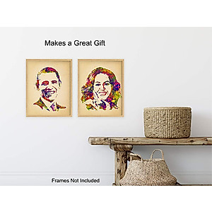 Barack and Michelle Obama Poster Picture Set - Gift for Black African Americans, Democrats, Liberals - Wall Art, Room Decor, Home Decoration for Office, Living Room, Bedroom - 8x10 Unframed