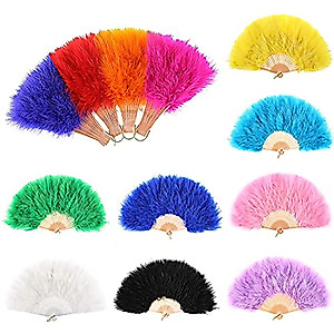 Wedding Large Feather Hand Fan Flapper Costume Accessories Feather Folding Handheld Fan for Dance Party Feather Fans for Wedding
