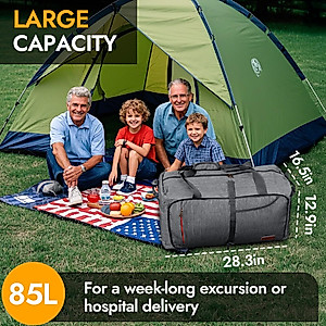 Canway 65L Travel Duffel Bag, Foldable Weekender Bag with Shoes Compartment for Men Women Water-proof & Tear Resistant
