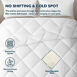 Dafinner Lightweight Full Queen Bed Comforter, Cooling All-Season Duvet Insert, White Plush Bio-Base Down Alternative Quilt Bed Blanket for Summer Warm Weathers/Hot Sleepers