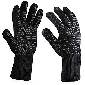 Toxz Barbecue Oven BBQ High Temperature Insulation Anti-scalding Gloves,Cut Resistant Fiber Gloves,Heat Resistant Mitts,Microwave Oven Anti-Slip Insulation Gloves