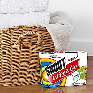 Shout Wipe and Go Instant Stain Remover, for On-the-Go Laundry Stains, 12 Count - Pack of 12 (144 Total Wipes)
