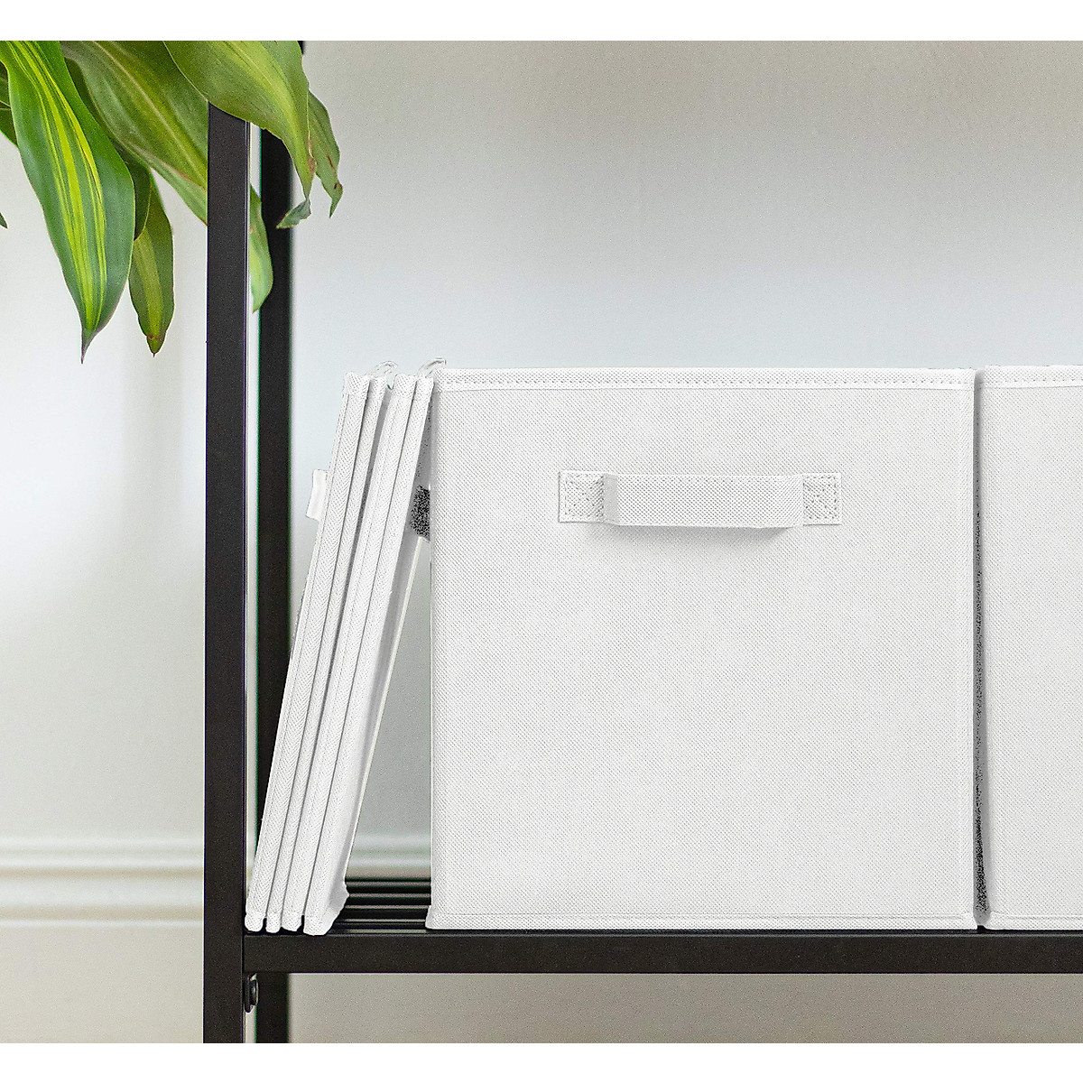 Pomatree 13x13x13 Inch Storage Cubes - 4 Pack - Large and Sturdy Storage Bins | Dual Handles, Foldable | Cube Organizer Bin | Fabric Baskets for Organizing Closet, Clothes and Toys (White)