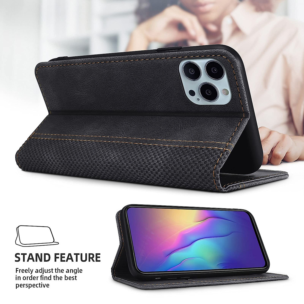 AKABEILA Case for One Plus Nord CE 3 Lite 5G Premium PU Leather Flip Wallet Case with Magnetic Closure Kickstand Card Slots Folio Mobile Phone Case Cover Protective Case Black