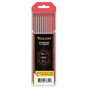 Tig Tungsten Welding Tungsten Electrodes 2% Thoriated Tungsten 3/32” x 7” (Red,Ewth-2) 10-Pack TOOLIOM