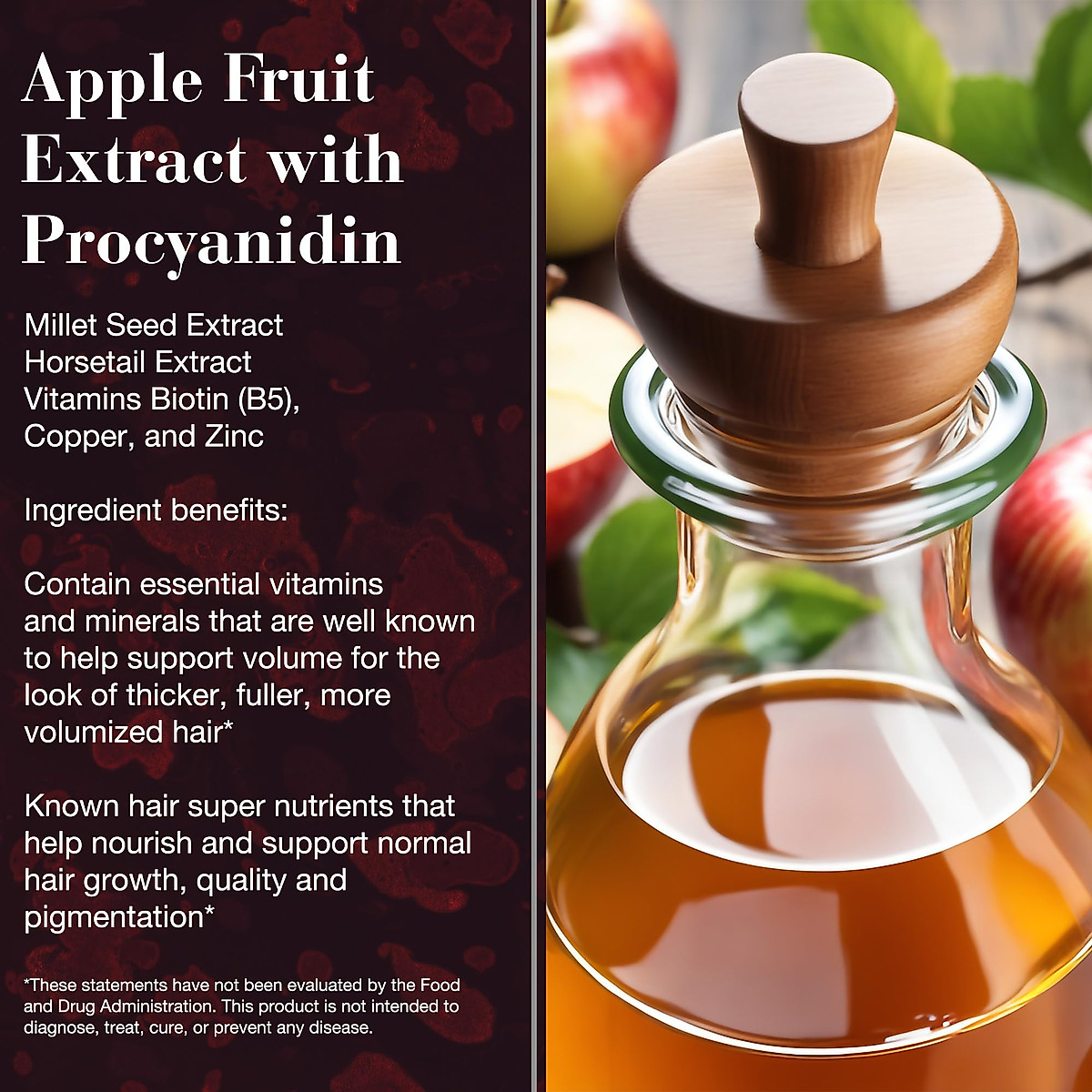 NEW NORDIC Hair Volume Tablets, 3000 mcg Biotin & Biopectin Apple Extract, Hair Vitamins to Support Natural Hair Growth, 90 Count (Pack of 1)