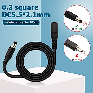 DaFuRui 5Pcs Male to Female DC Extension Cable 3.3ft/1Meter, 5.5mm x 2.1mm Extension Cord DC Plugs Extension Cable 12V Led Extension Cable for CCTV Security Camera and 5~24VDC LED Light Strips