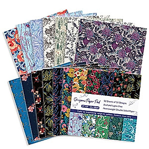 qianshan Origami Paper Kit 50 Sheets 6 Inch Square Double Sided Color 50 Vivid Japanese Washi Chiyo Colors for Hand Crafts Origami Paper Arts Creativity Flowers