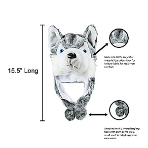 Super Z Outlet Cute Plush Animal Hat Winter Warm Winter Fashion Clothing Accessories (Husky/Wolf-Short) Grey