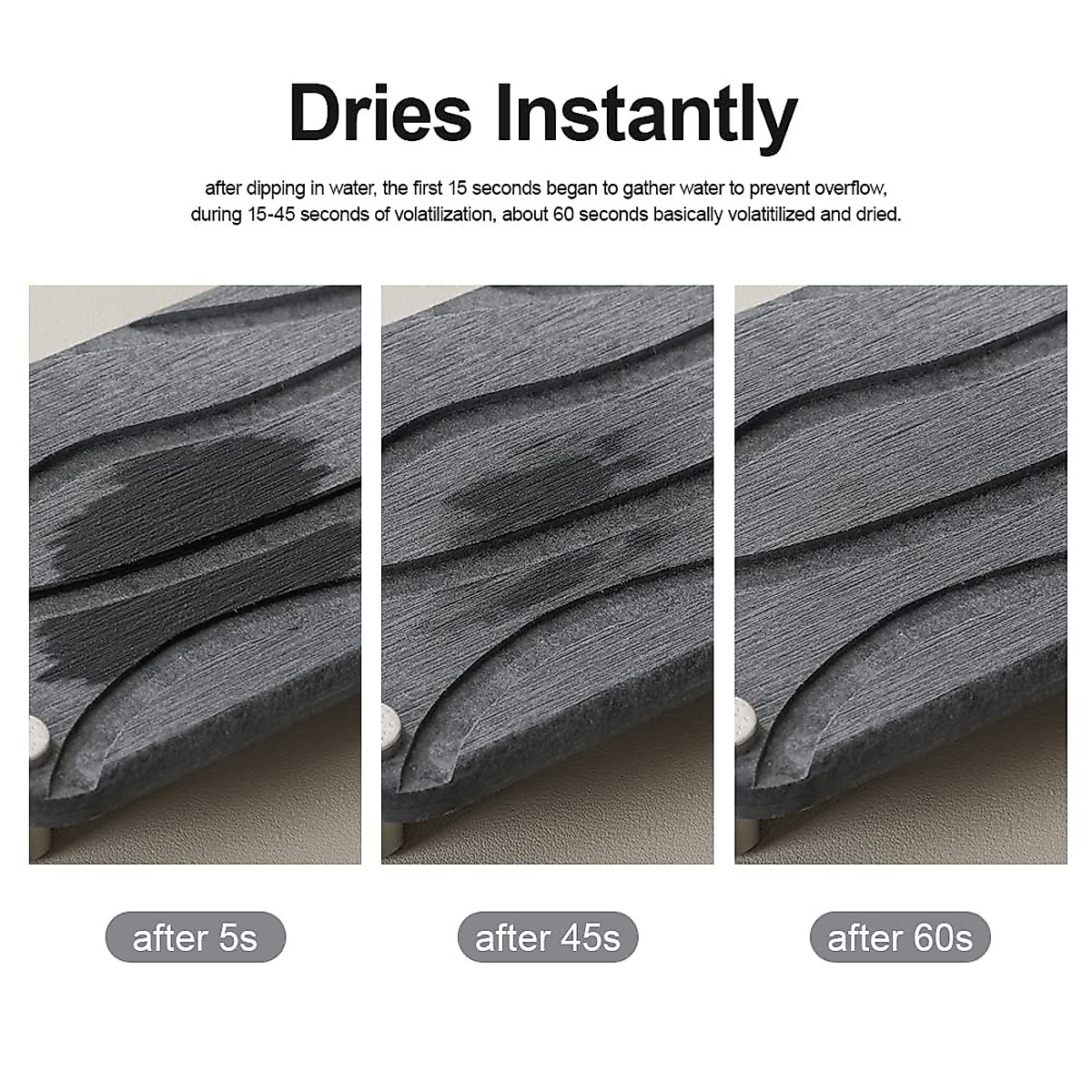 bukfen Instant Dry Sink Organizer, Bathroom Sink Fast Drying Stone,Diatomaceous Earth Sink Caddy for Kitchen Counter and Bathroom Counter, Dark Gray, Oval Groove(11.02x4.33x1.10in)