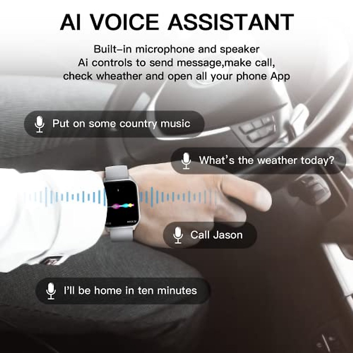 Ypaddbu Smart Watch for Women Men, 1.96" Full Touch Screen Smartwatch for Android & iOS Phones, Fitness Smart Watch with Heart Rate Blood Oxygen Monitor, 100+ Sport Modes，Ai Voice