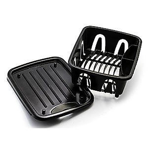 Camco Mini Dish Drainer and Tray | Fits RV Sinks and Small Counter Spaces | Durable Heavy-Duty Construction | (43512) , Black
