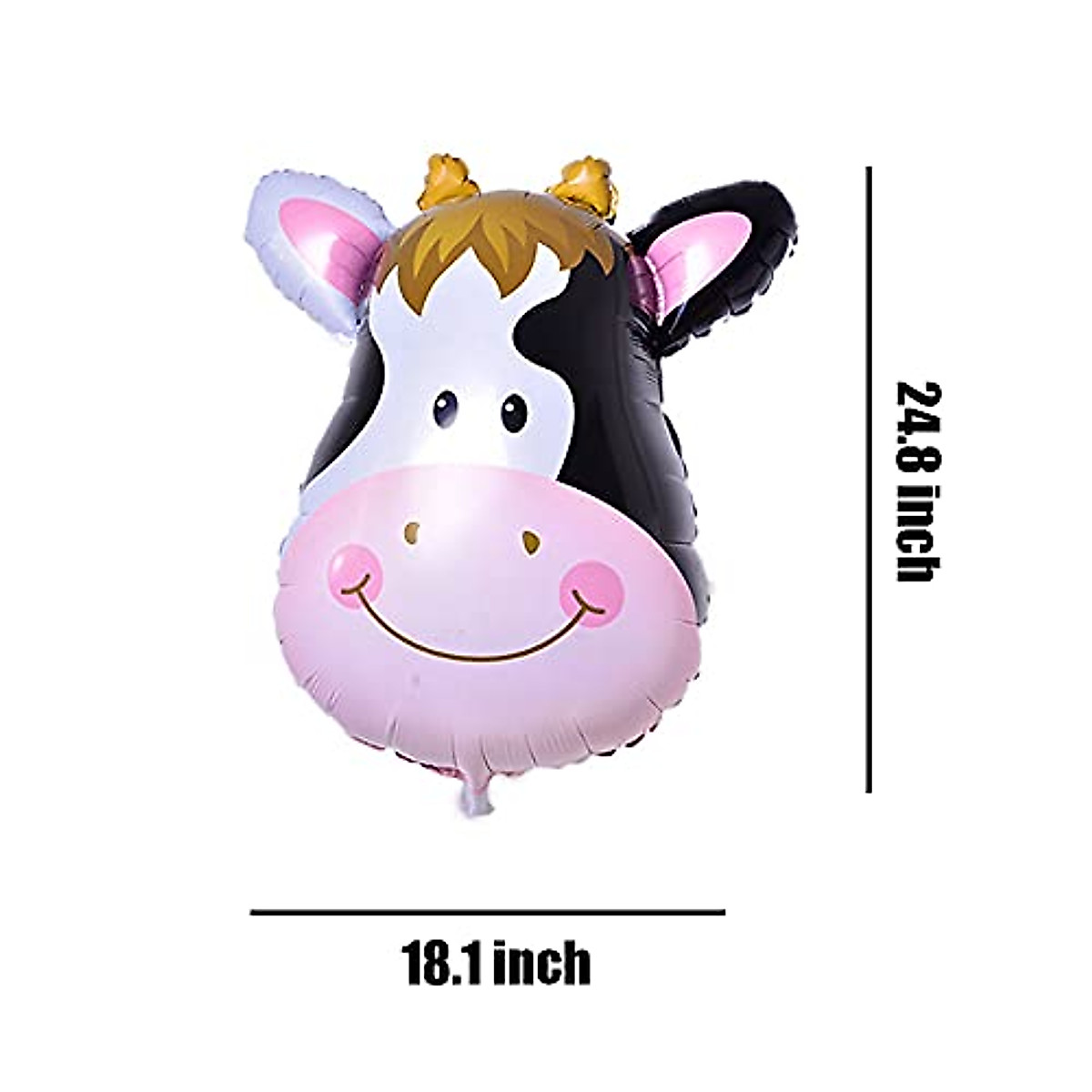 HORUIUS Farm Animal Balloons Pig Cow Horse Donkey Shaped Foil Mylar Balloon for Baby Shower Farm Animals Theme Birthday Party Supplies Decorations 3PCS
