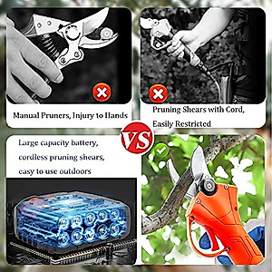 Vrseis Lithium Pruning Shears 21V Electric Secateurs SK5 Sharp Blade Branch Cutter 1 Inch/25mm Cutting Diameter with Toolbox Portable Rechargeable Garden Fruit Tree Bushes Trimmer