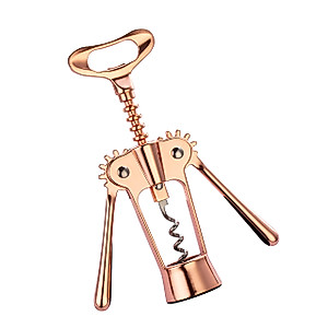 Wing Corkscrew Set by Hanee (Rose Gold) - Wine Bottle Opener - Wine Opener & Beer Bottle Opener with Foil Cutter and Pouch, Wine Accessories For Kitchen Chateau Restaurant Bars and Waiters