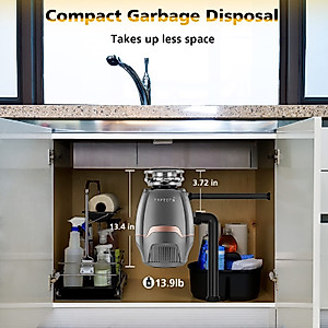 Trifecte Pro 3/4 HP Garbage Disposals with Sound Reduction,Food Waste Coutinuous Feed Garbage Disposal with Power Cord, Dishwasher Hook Up