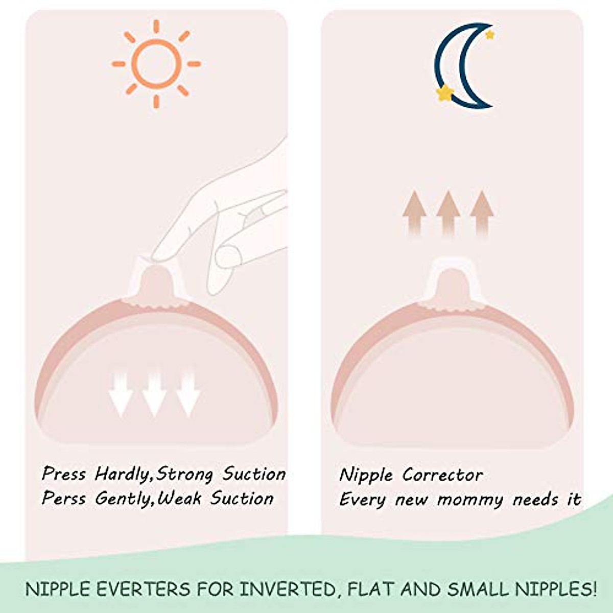 3 Pairs Silicone Nipple Suckers with Travel Case Nipple Pullers Nipple Everters for Inverted, Flat and Small Nipples Breastfeeding