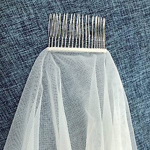 BEAUTELICATE Bridal Wedding Veil 1 Tier For Women Cut Edge Knee Chapel Length With Comb Ivory White
