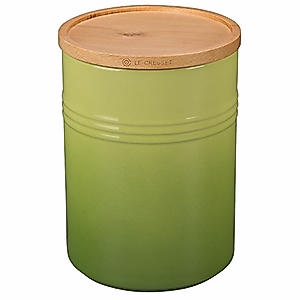 Le Creuset Stoneware Canister With Wood Lid, 22 oz, Palm