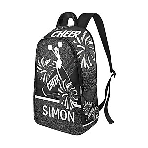 XOZOTY Black Bling Print Cheer Cheerleader Backpack Personalized Name Laptop Bag Travel Daypack for Kids Adult