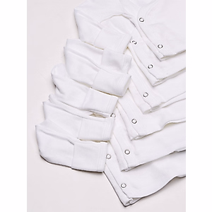 Gerber Baby 6-Pack Long-Sleeve Side-Snap Mitten-Cuff Shirt, White, Newborn