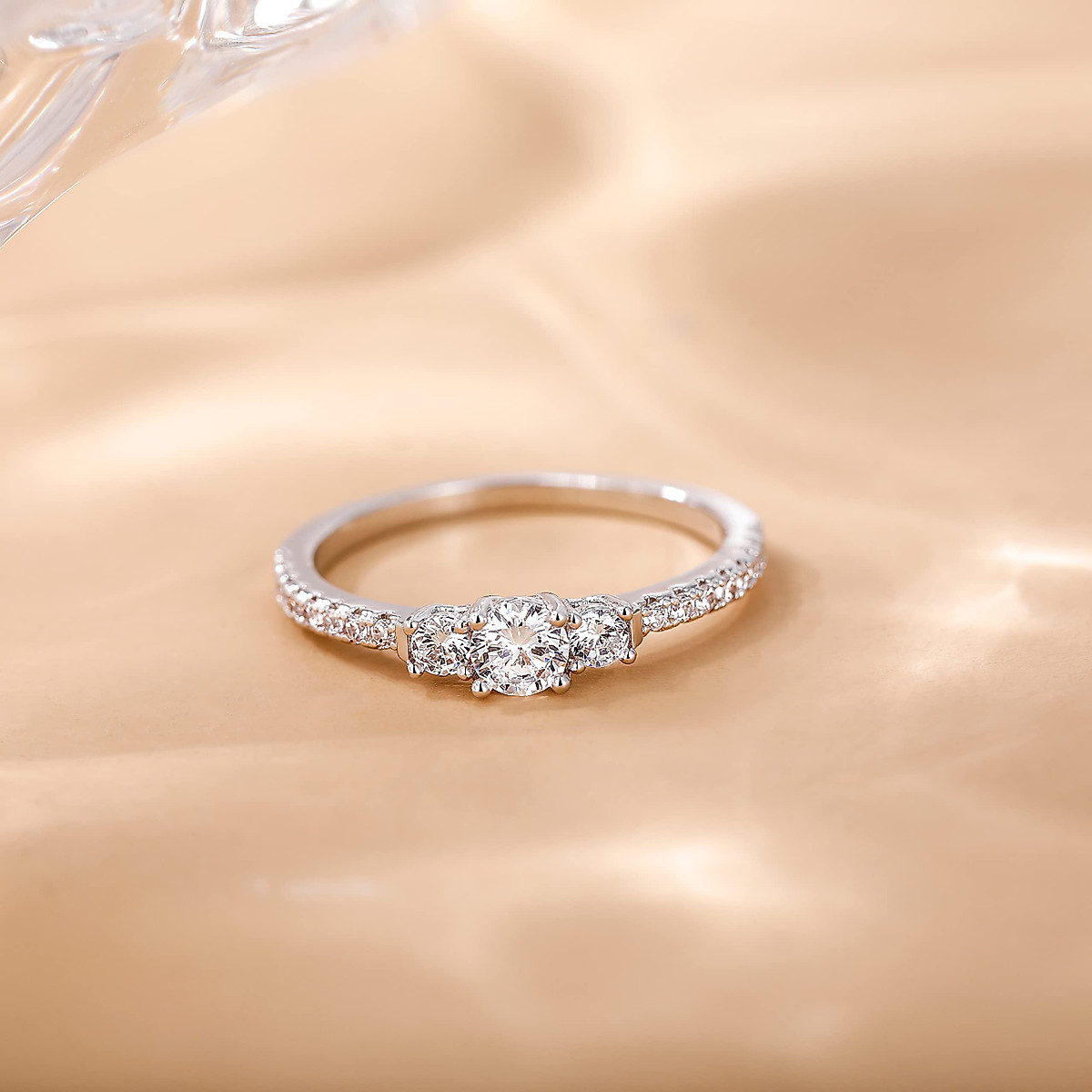 SHINYSO Wedding Band for Women Cubic Zirconia CZ Engagement Ring Anniversary and Promise Eternity Silver Ring Size 6