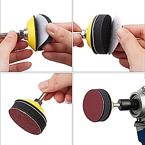 Adwikoso 100 Pieces 2 Inch Sanding Discs, 80-3000 Grit Sandpaper with 1/4 Inch Inch Shank Backing Plate and Soft Foam Buffering Pad, for Drill Grinder Tool, Hook and Loop Sand Paper Assortment Pack